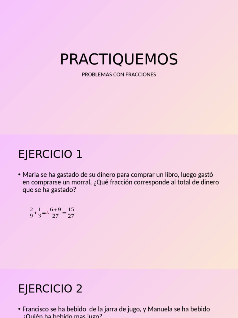 PRACTIQUEMOS PROBLEMAS FRACCIONES (1) | PDF | Lechería | Alimentos