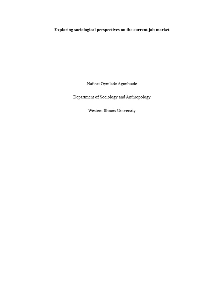 Exploring Sociological Perspectives On The Current Job Market | PDF ...