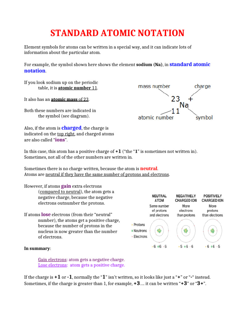 Note 5.4A2 - Standard Atomic Notation | PDF