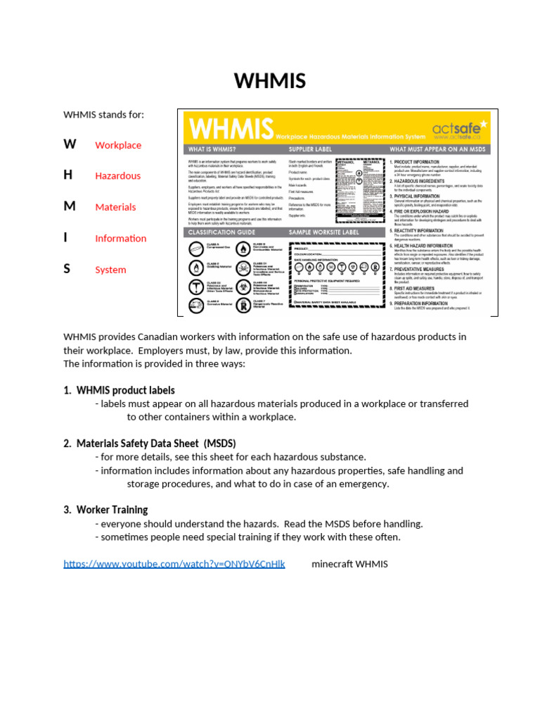 Understanding WHMIS for Workplace Safety | PDF