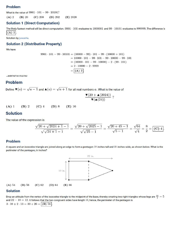 AMC 12 Demo Questions | PDF