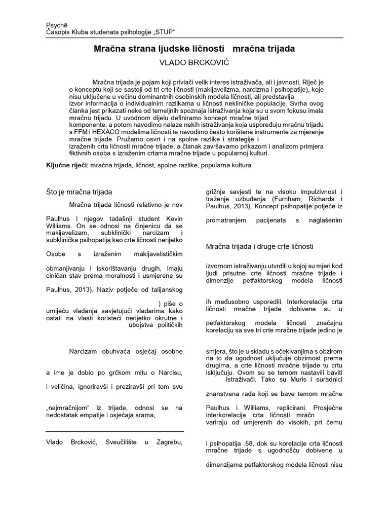 Mracna Strana Psihologije Short | PDF