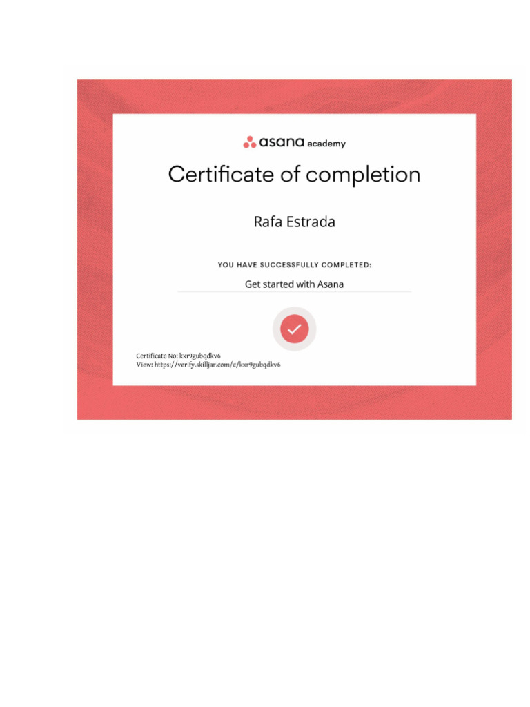 Rafa Estrada ASANA Certificate | PDF