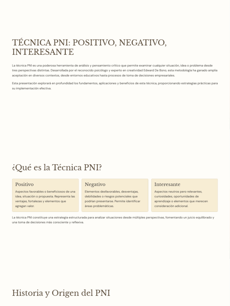Tecnica Pni Positivo Negativo Interesante | PDF | Toma de decisiones ...