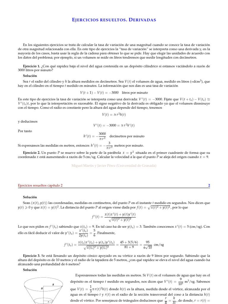 Cálculo I EJERCICIOS - RESUELTOS - DERIVADAS | PDF | Rectángulo | Volumen