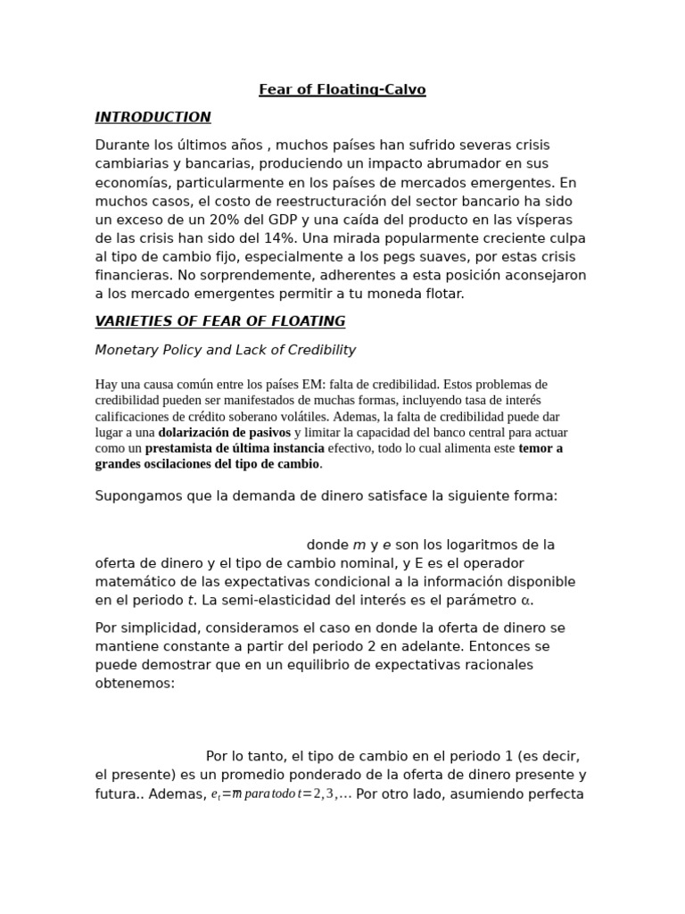 Dinámicas del Miedo a Flotar en EMs | PDF | Tipo de cambio | Dinero