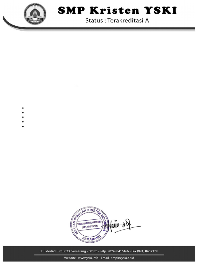 Informasi Penting SMP Kristen YSKI | PDF