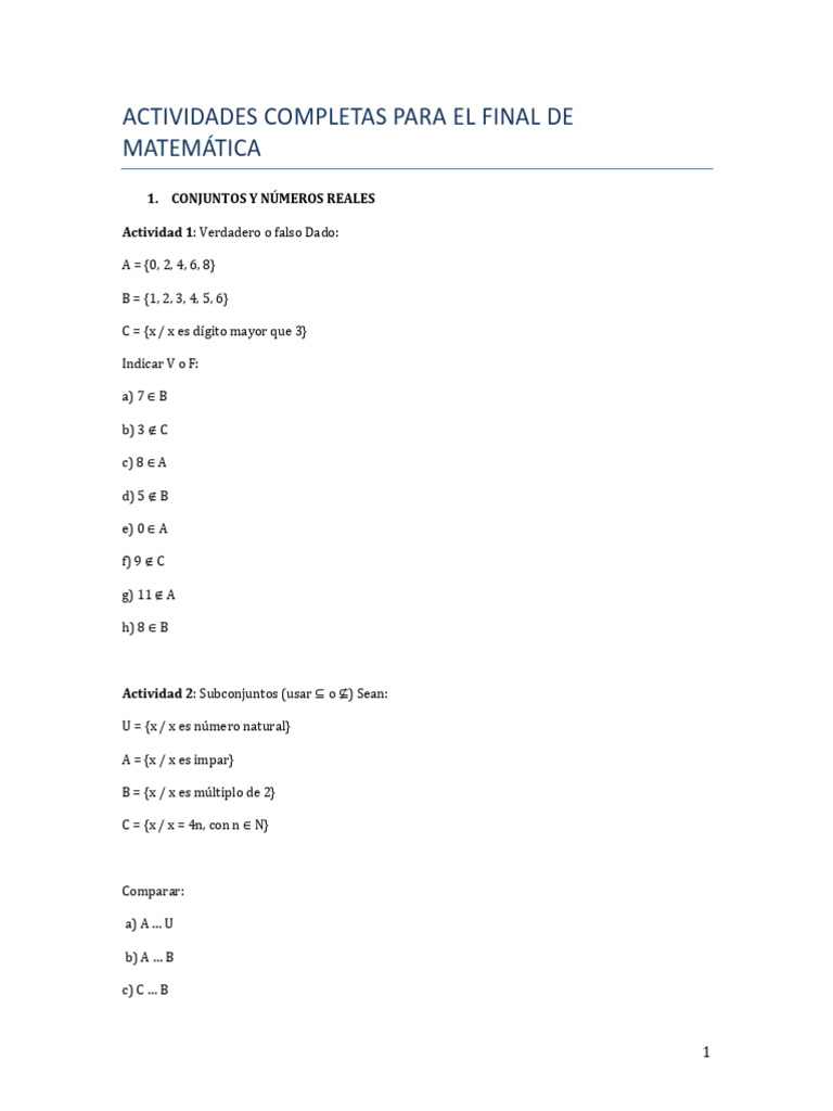Actividades_Final_Matematicas (1) | PDF | Objetos matemáticos | Matemática Elemental