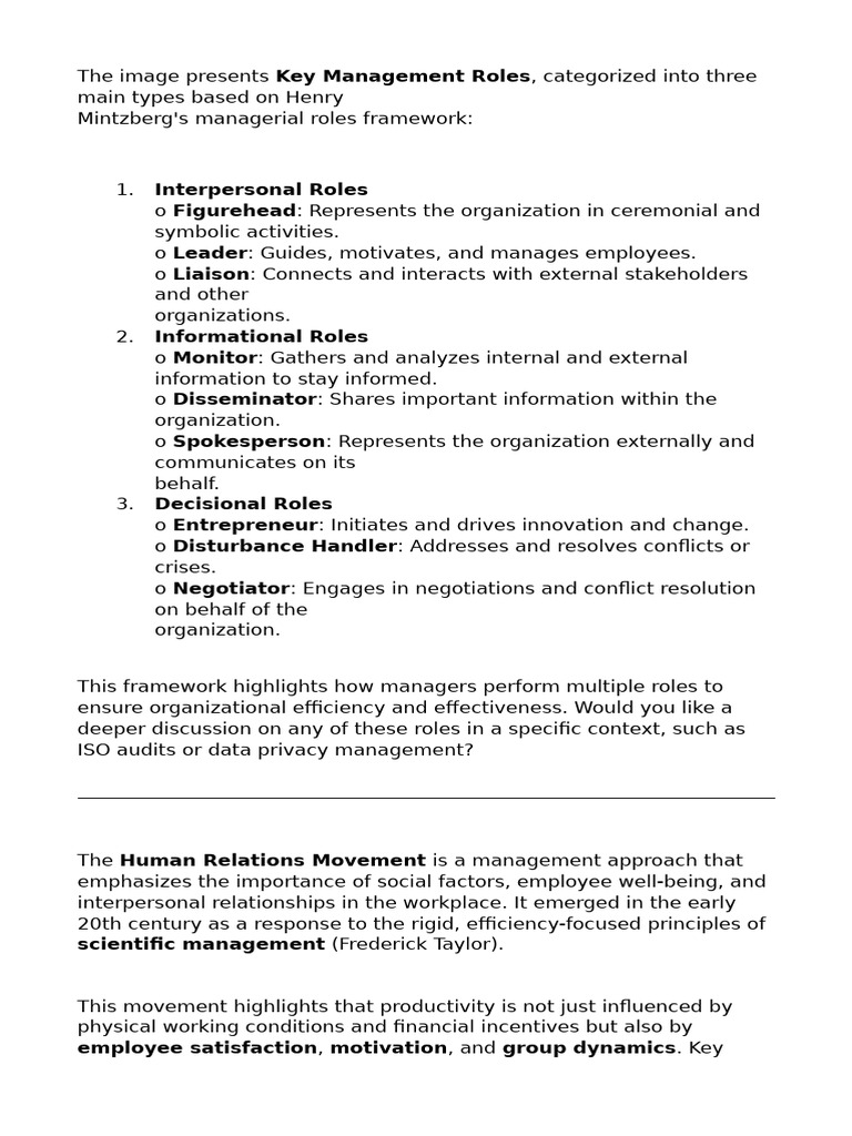 The Image Presents Key Management Roles | PDF | Marketing | Motivation