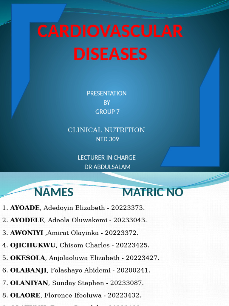 Cardiovascular Diseases Group 7 | PDF | Heart | Cardiovascular Diseases