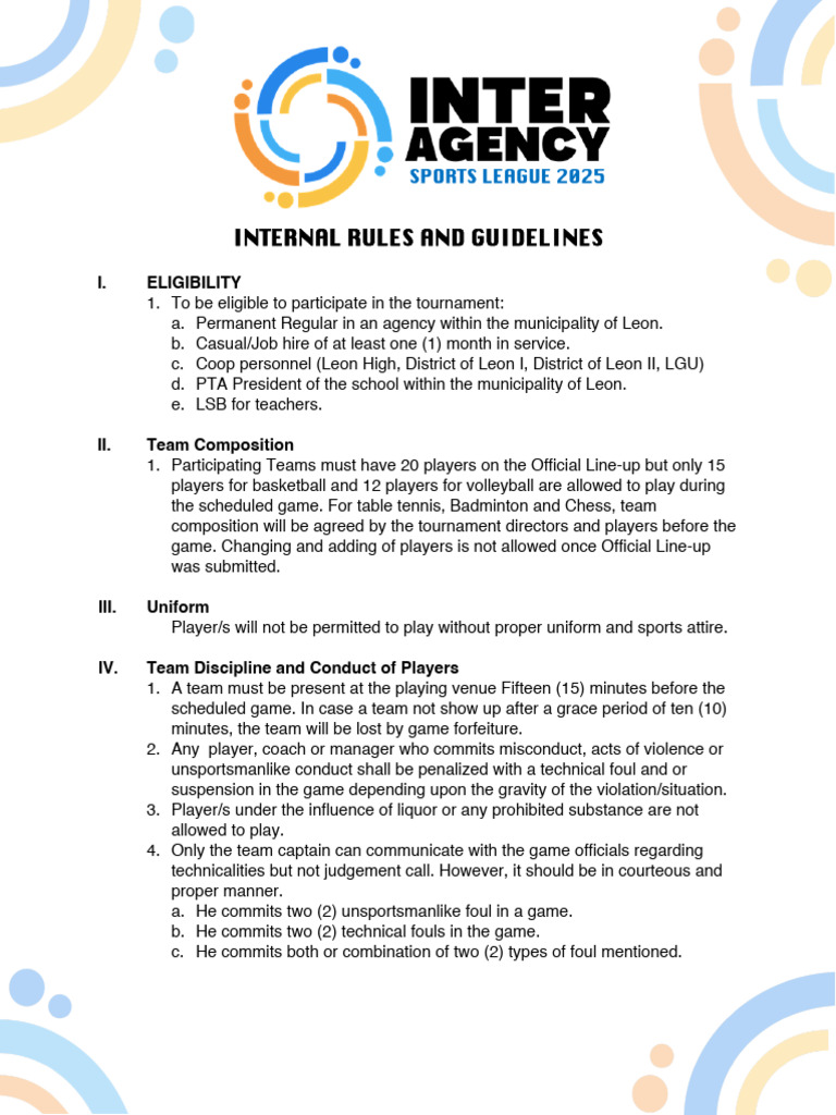 Leon Inter-Agency Tournament Rules | PDF | Sports