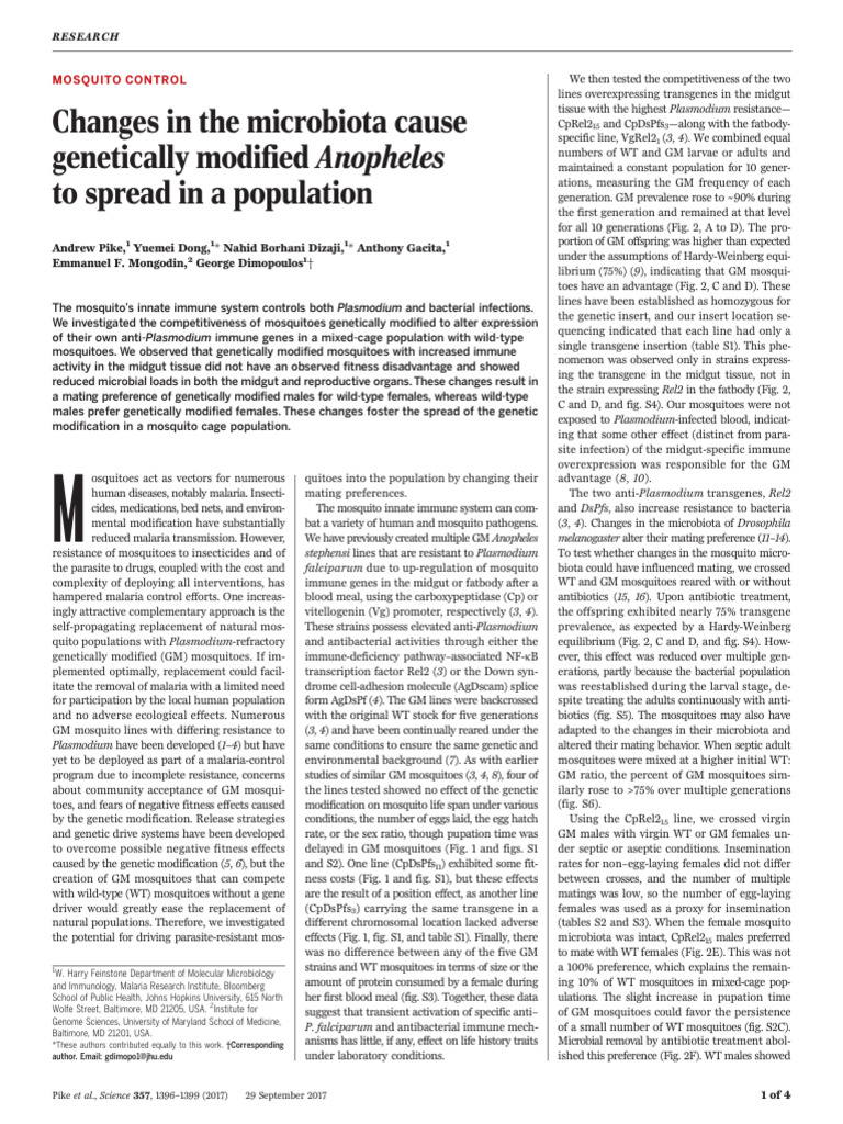 Pike Et Al 2017 Changes in The Microbiota Cause Genetically Modified ...
