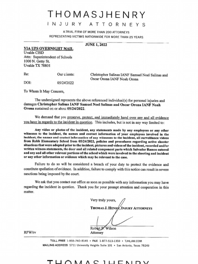 Letters of Representation and Preservation of Evidence | PDF