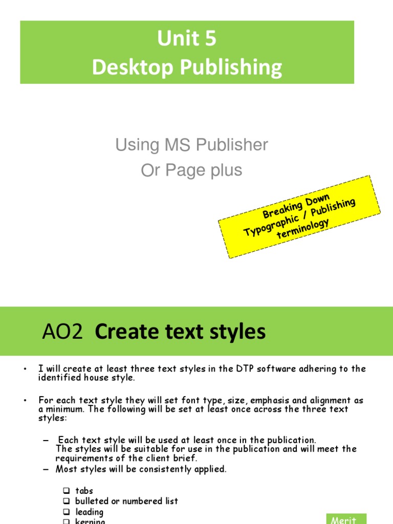 Unit 5 Desktop Publishing: Using MS Publisher or Page Plus | PDF