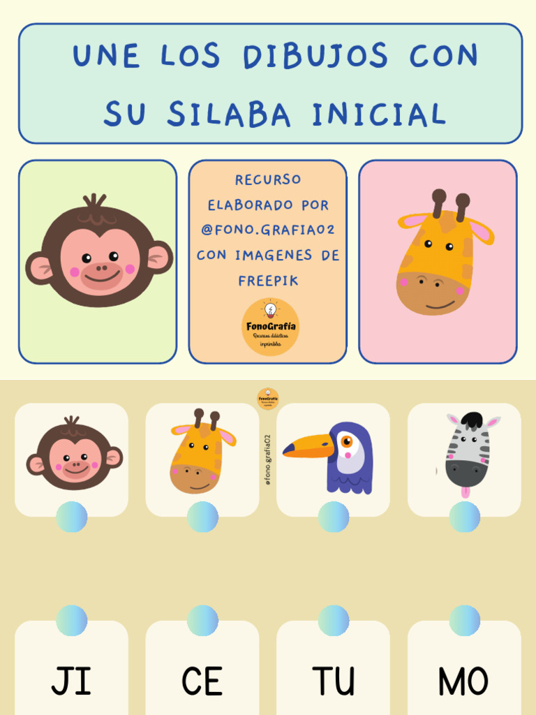 Une Dibujos Con Su Sílaba Inicial | PDF