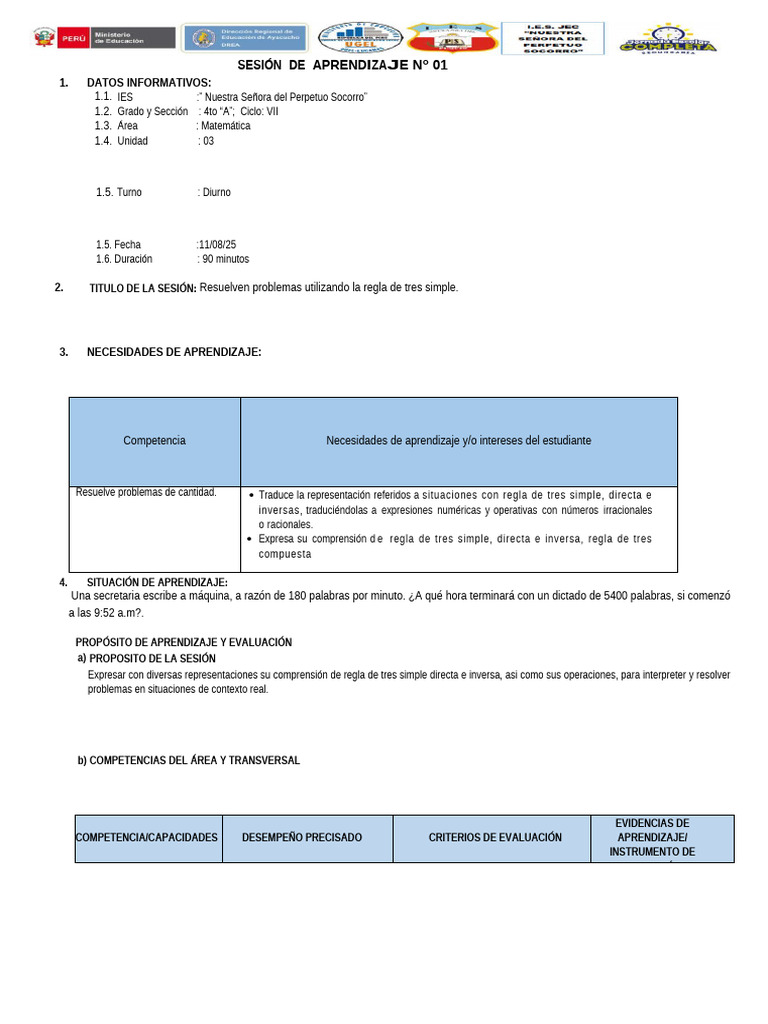 Sesión Lunes 11 Agosto Matem 4° A Grado | PDF | Aprendizaje | Enseñando
