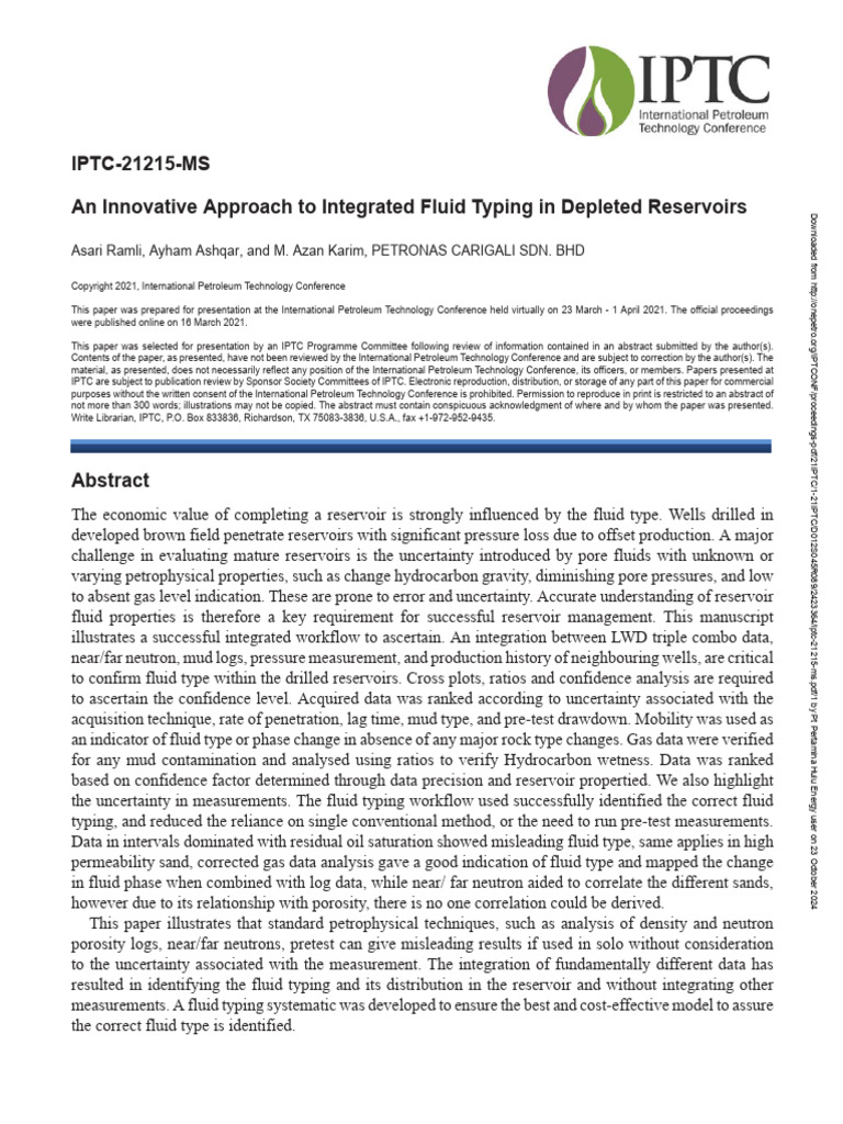 Integrated Fluid Typing Methodology | PDF | Petroleum Reservoir ...