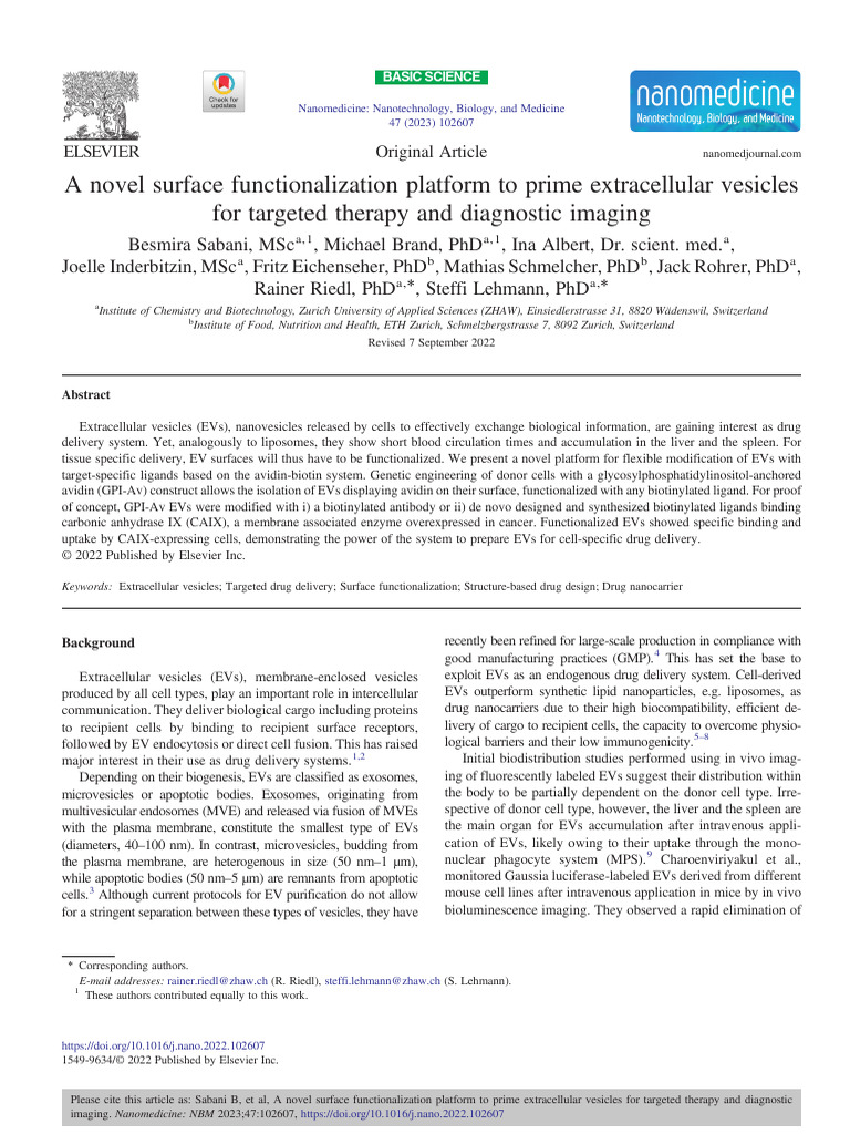 A Novel Surface Functionalization Platform To Prime Extracellular ...
