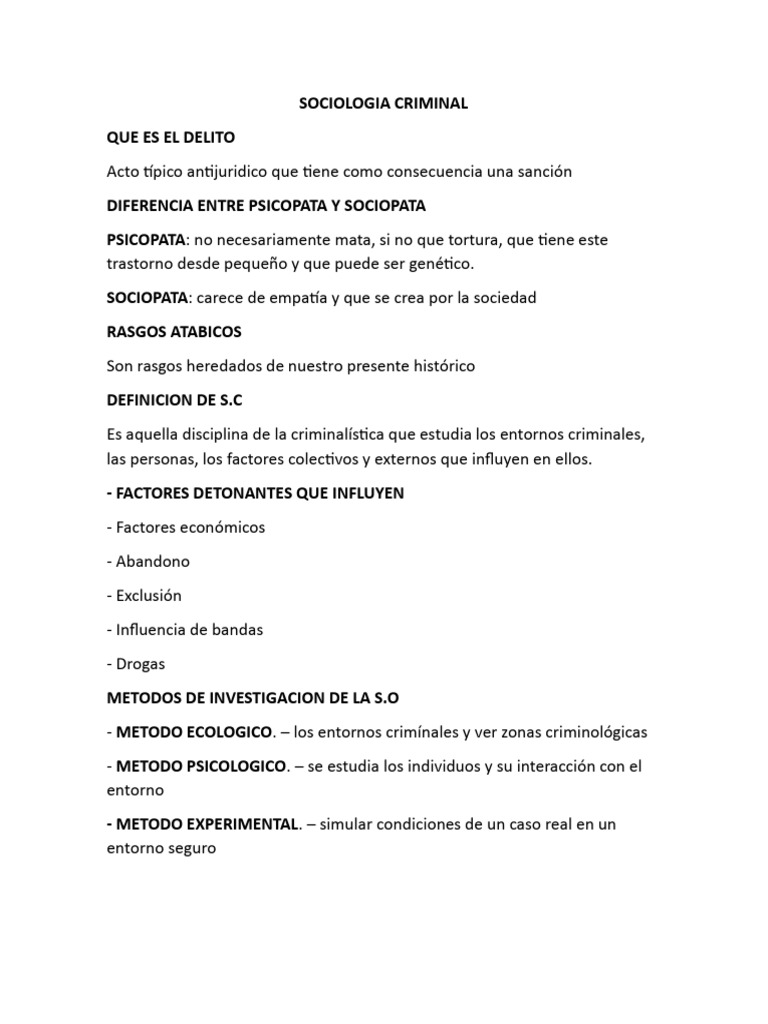 Sociologia Criminal Final | PDF | Desviación (sociología) | Victimologia