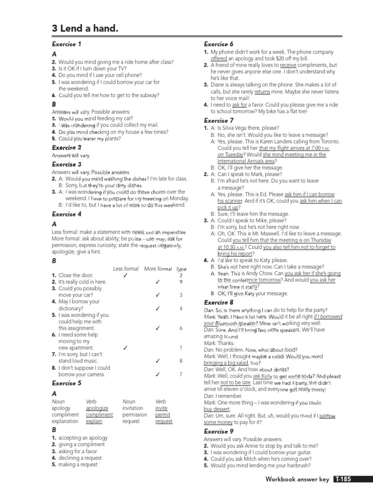 Interchange Level 3 Intermediate A Unit 3 and 4 Workbook Answer Keys | PDF