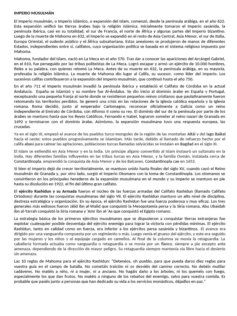 Expansión del Imperio Musulmán | PDF | Edades medias