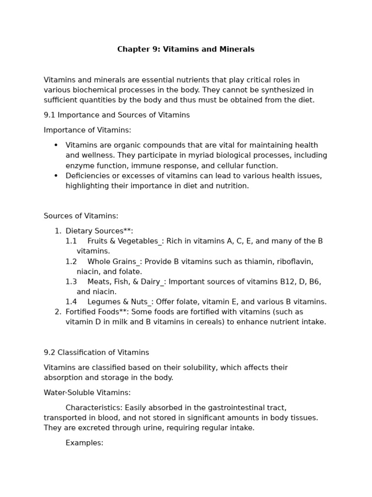 Essential Vitamins and Minerals Guide | PDF | Vitamin | Cofactor ...