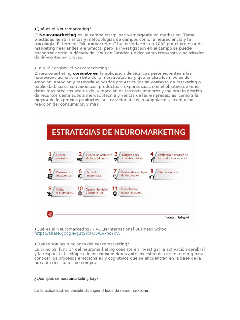 Introducción al Neuromarketing y sus Tipos | PDF | Marketing | Ciencias ...