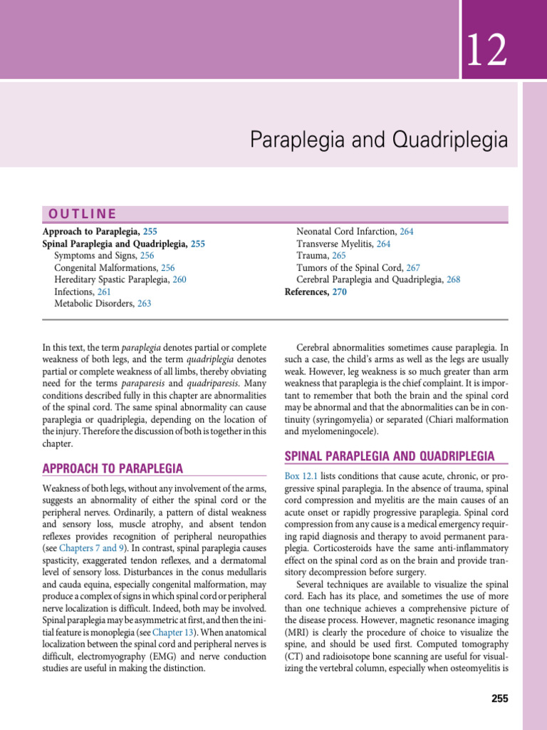 12 Paraplegia and Quadriplegia | PDF | Diseases And Disorders | Medical ...