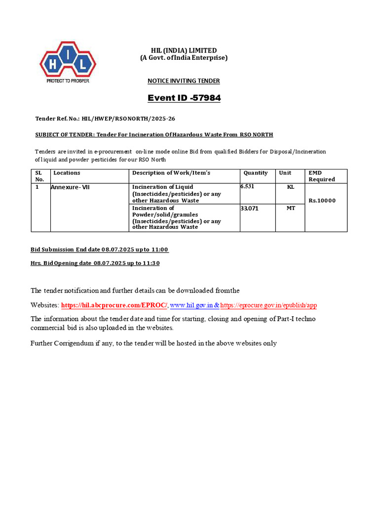 NIT Incineration RSO North | PDF | Procurement | Waste