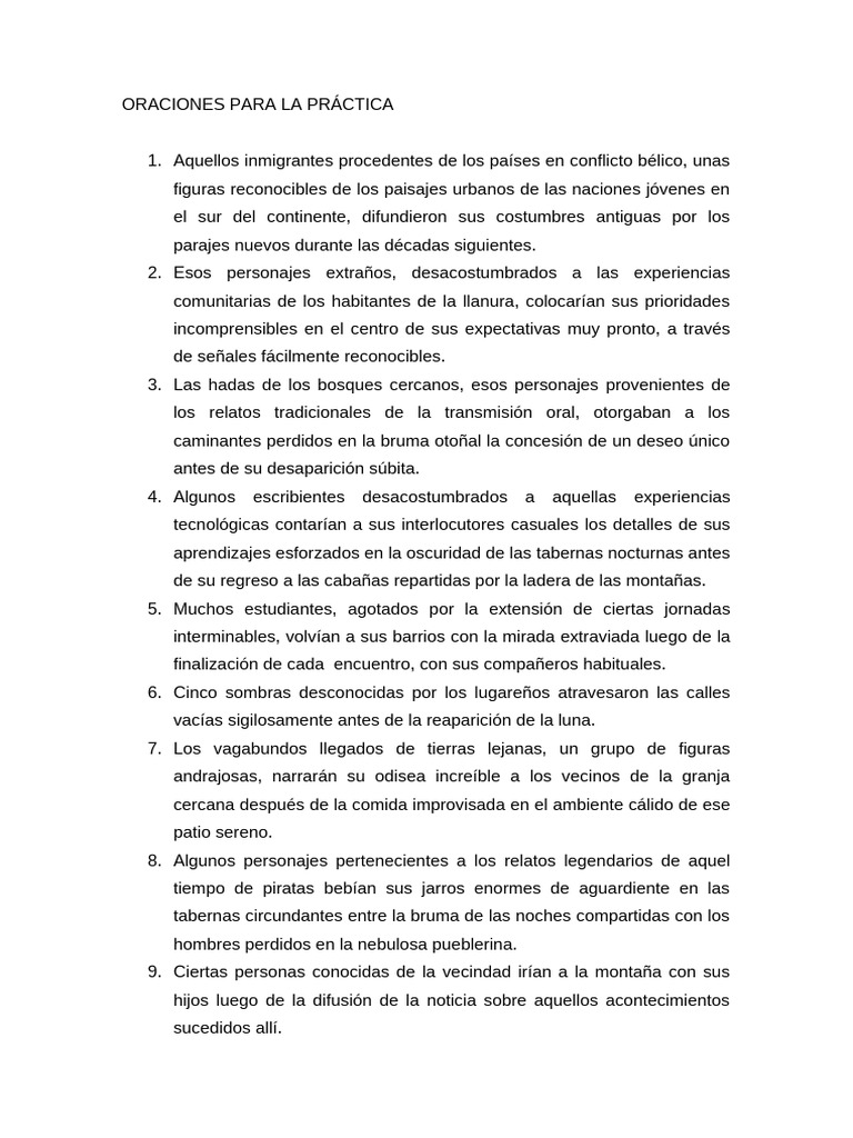 Oraciones para La Práctica | PDF