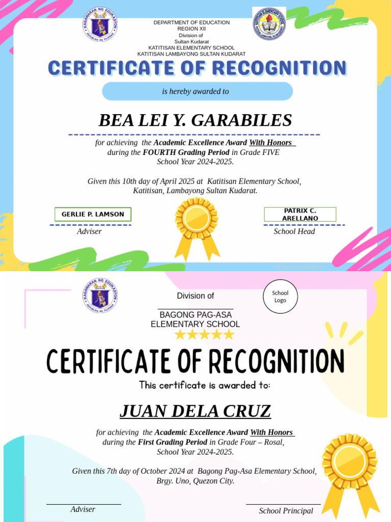 Academic Excellence Award Certificates | PDF