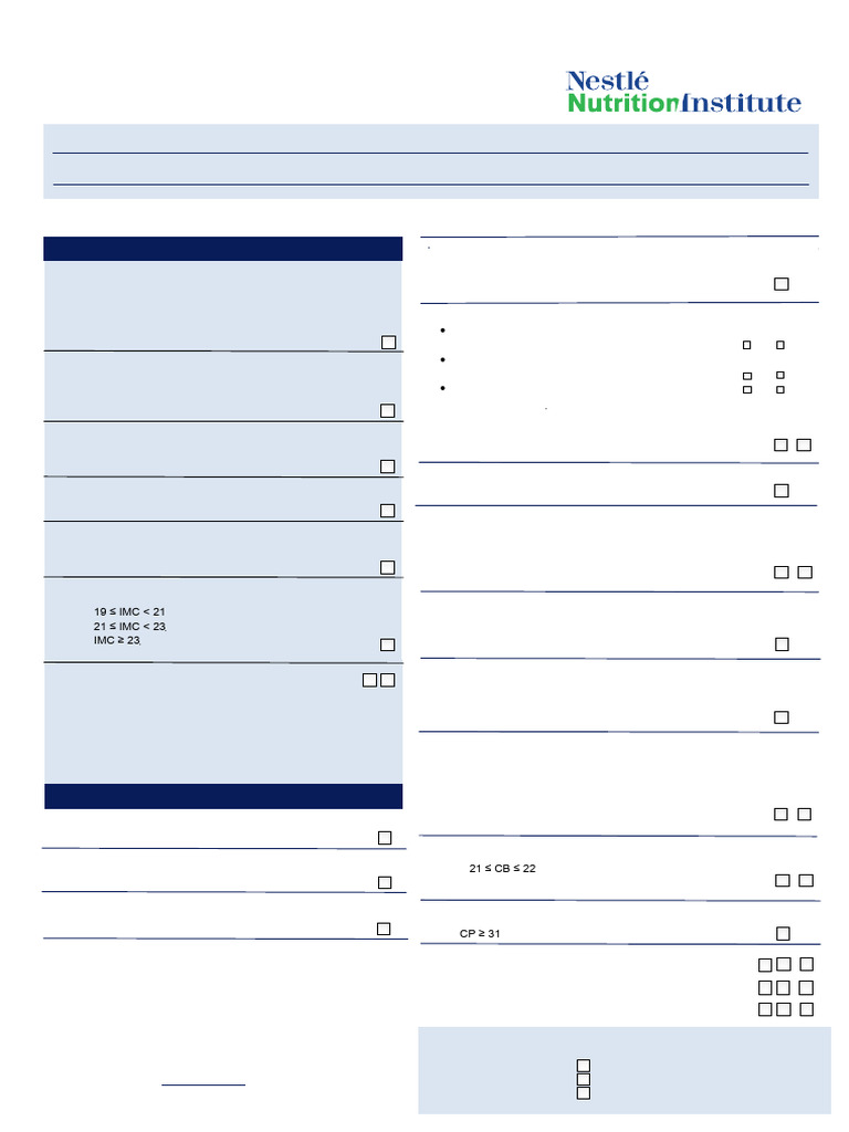 Evaluación Nutricional MNA® para Adultos | PDF | Índice de masa ...