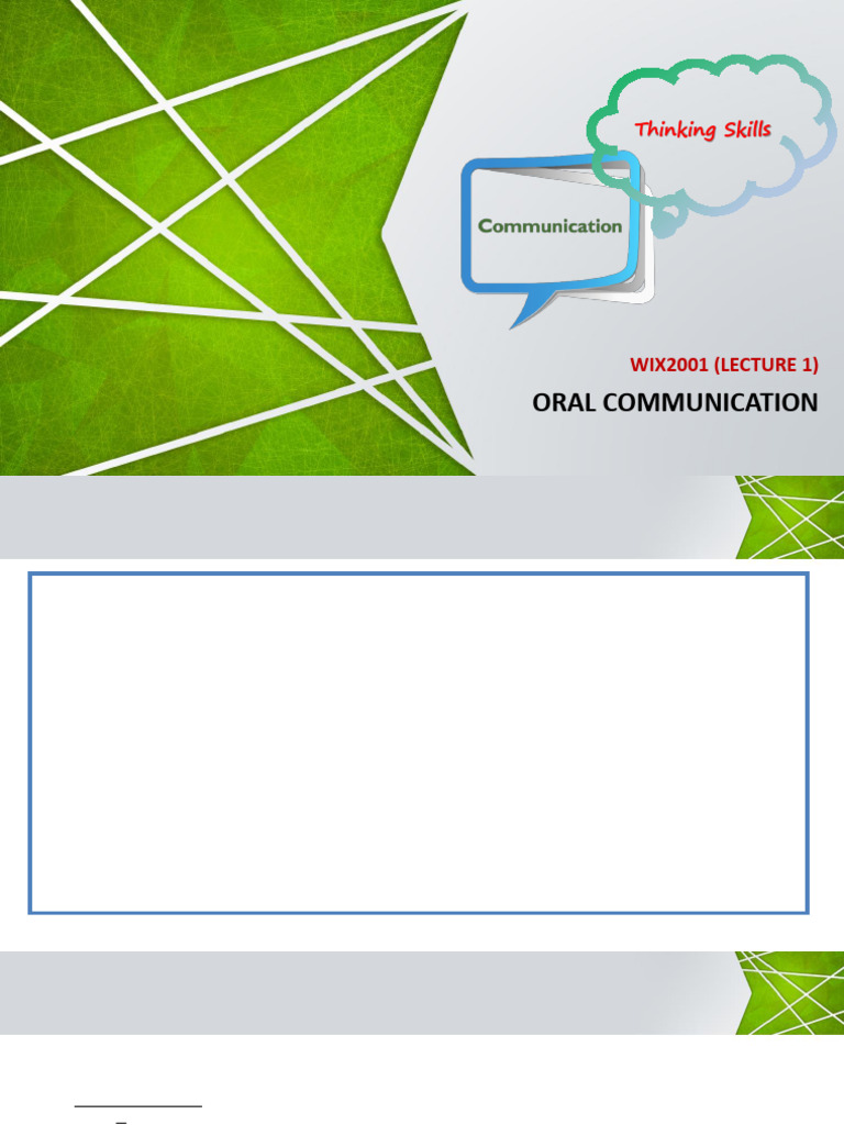 W1 - Verbal and Oral Communication | PDF | Communication | Nonverbal ...
