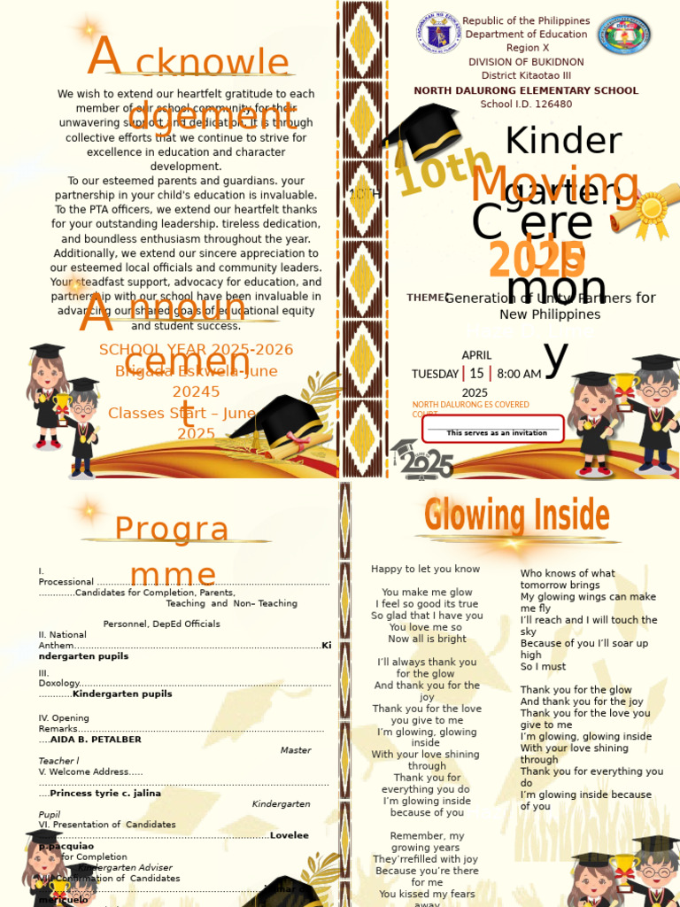 Kinder Moving Up Program Final | PDF | Cognition | Learning