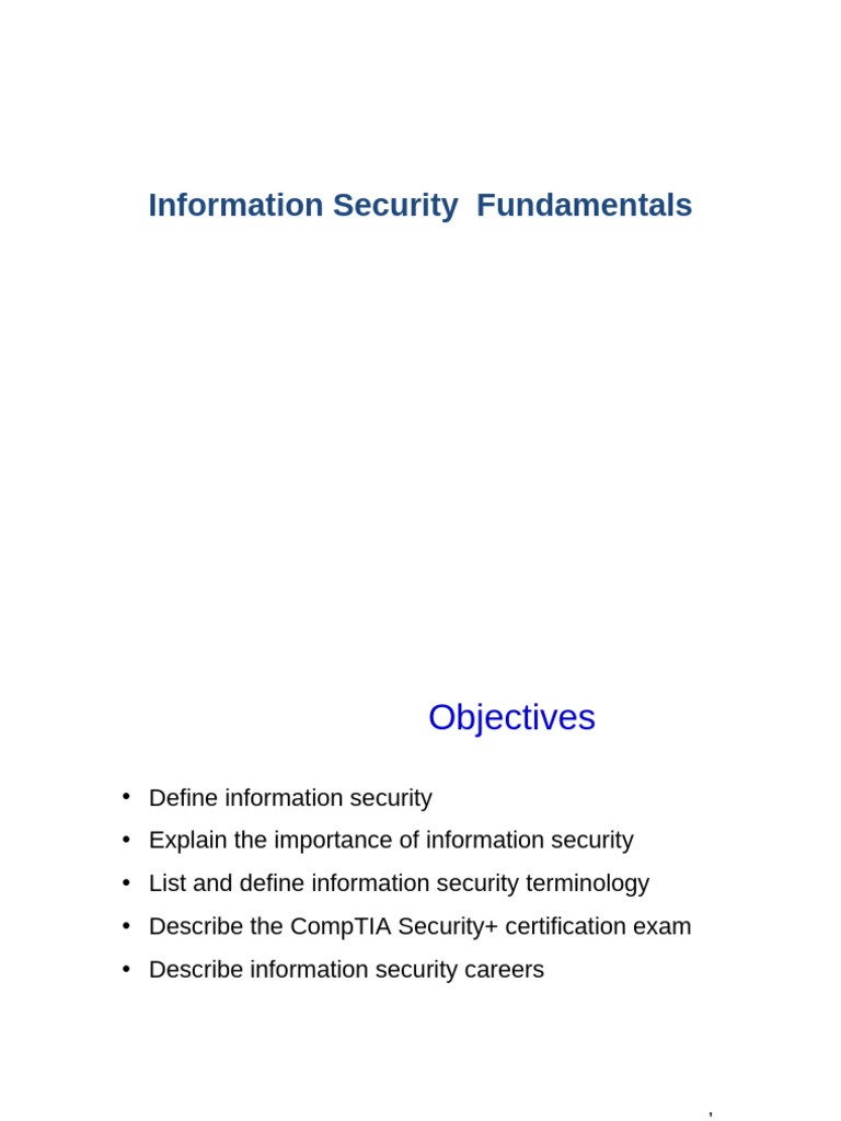 Information Security Fundamentals Guide | PDF | Security | Computer ...