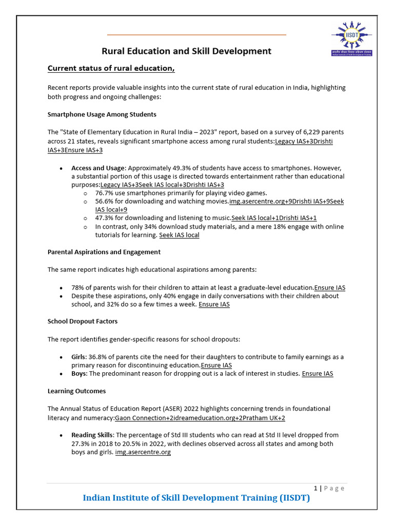Enhancing Rural Education and Skills | PDF | Vocational Education ...