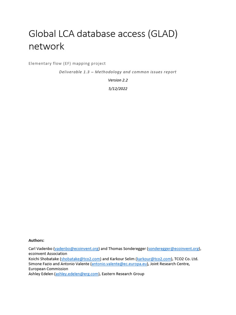 GLAD EF Mapping Methodology Report | PDF | Life Cycle Assessment