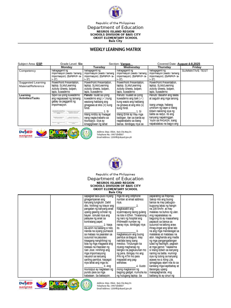 WeeLMat - Aug. 4-8,2025 | PDF