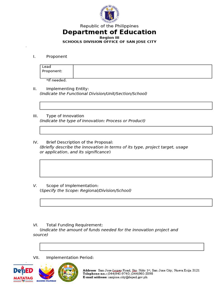 Innovation Proposal for Education Project | PDF | Innovation | Scope ...