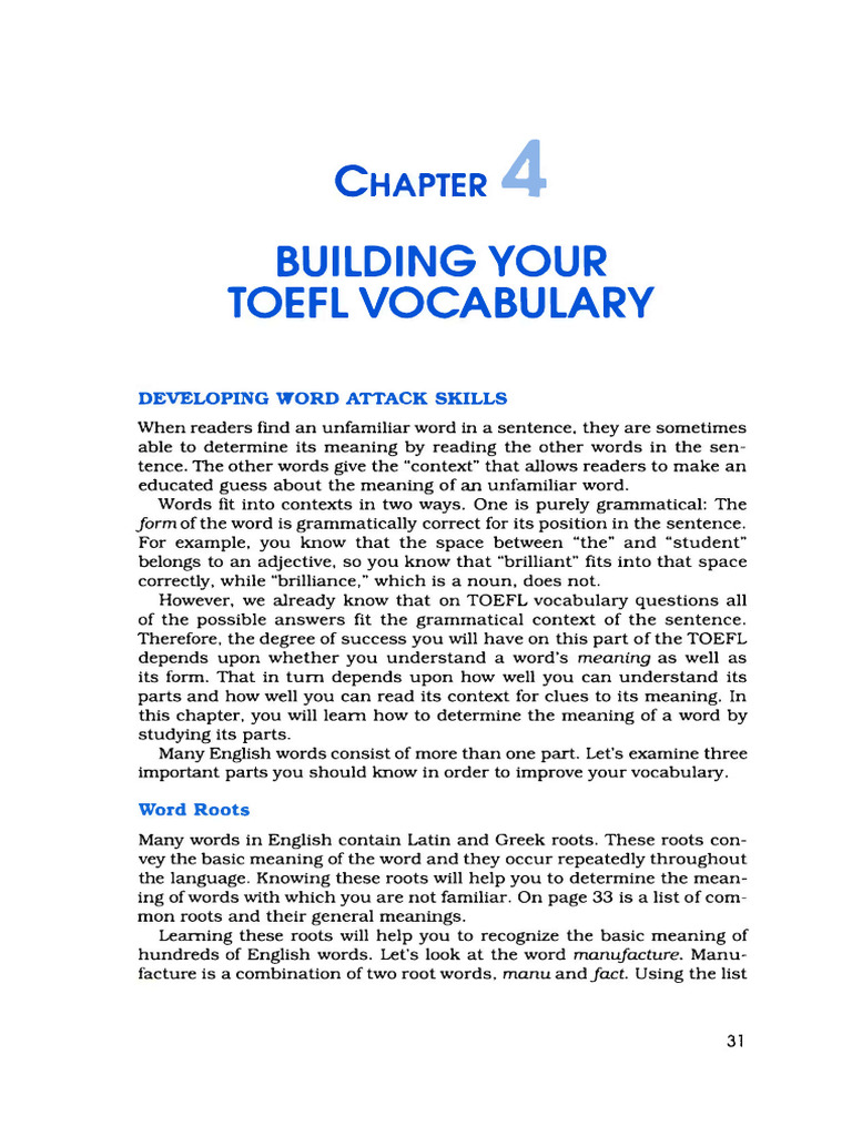 Chapter 4 - Building Your TOEFL Vocab | PDF