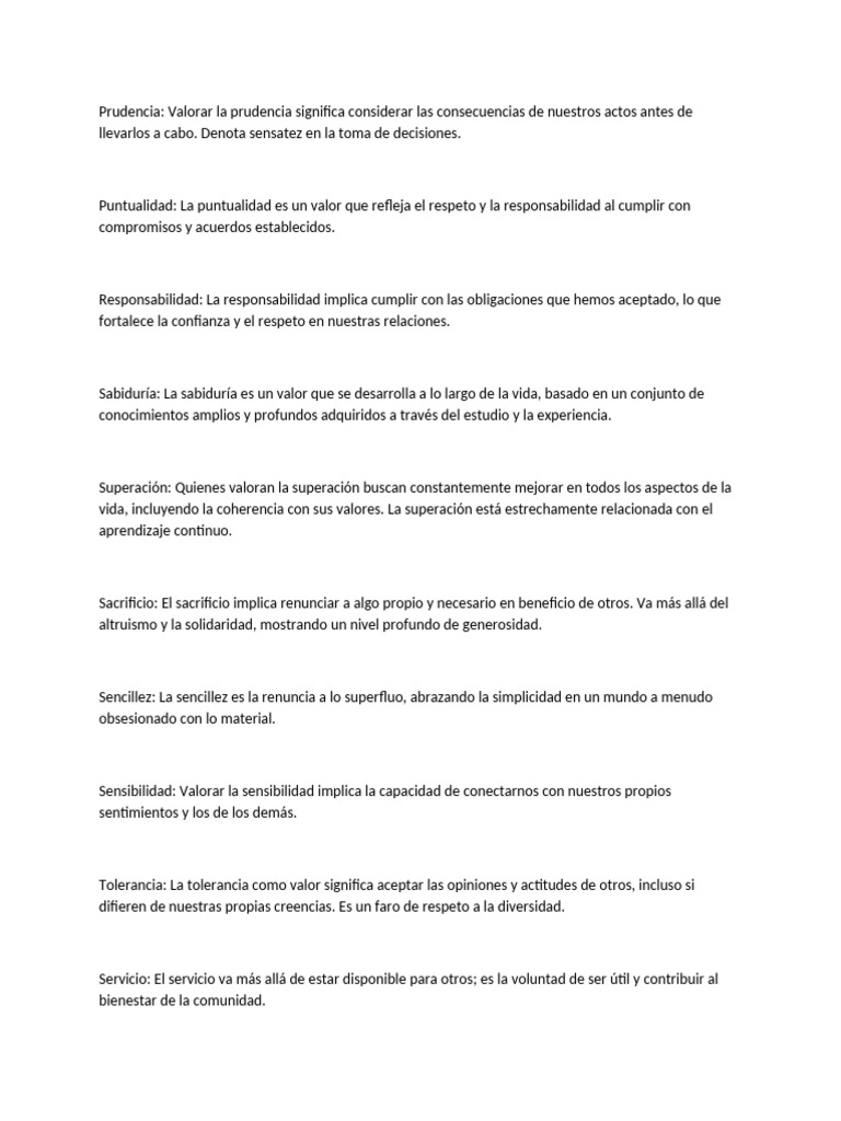Ejemplo de Valores Parte II | PDF
