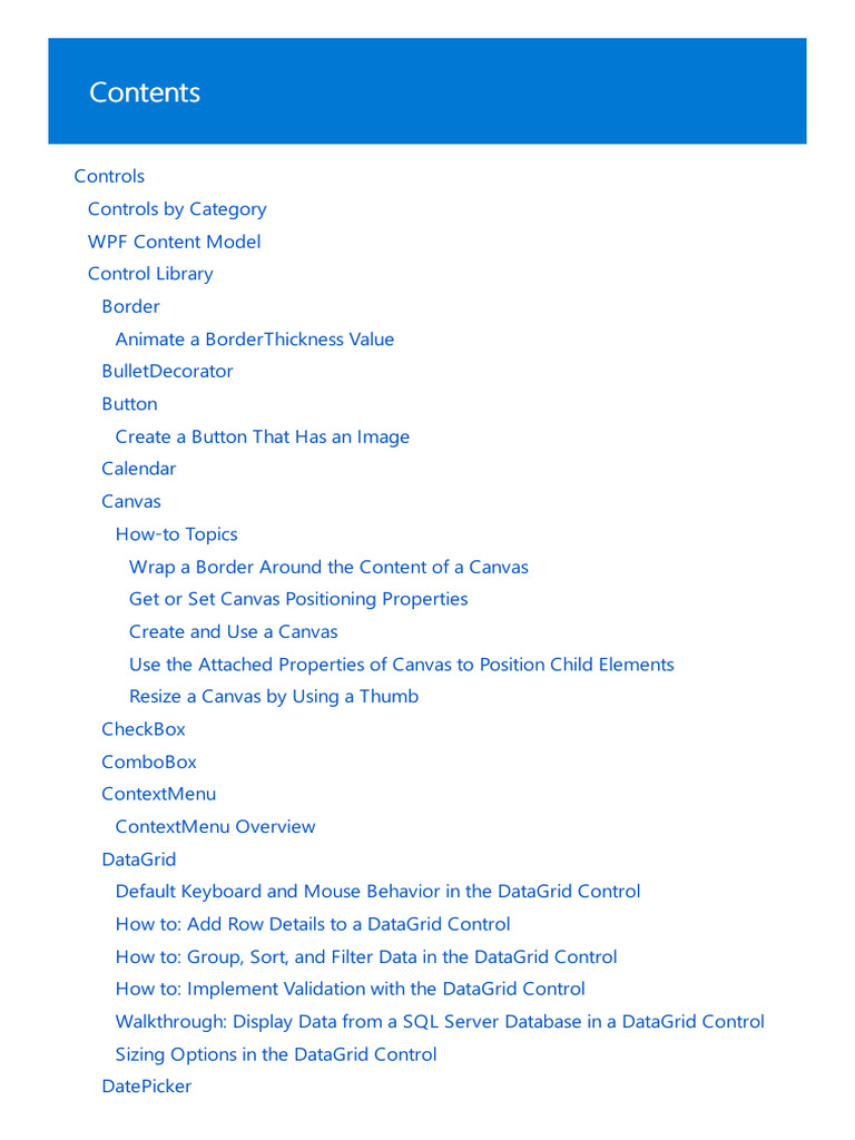 WPF Controls | PDF | Button (Computing) | Windows Presentation Foundation