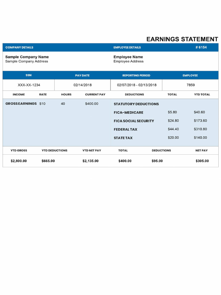 Employee Earnings Statement Overview | PDF