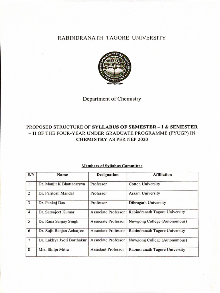 Chemistry Syllabus (NEP) | PDF