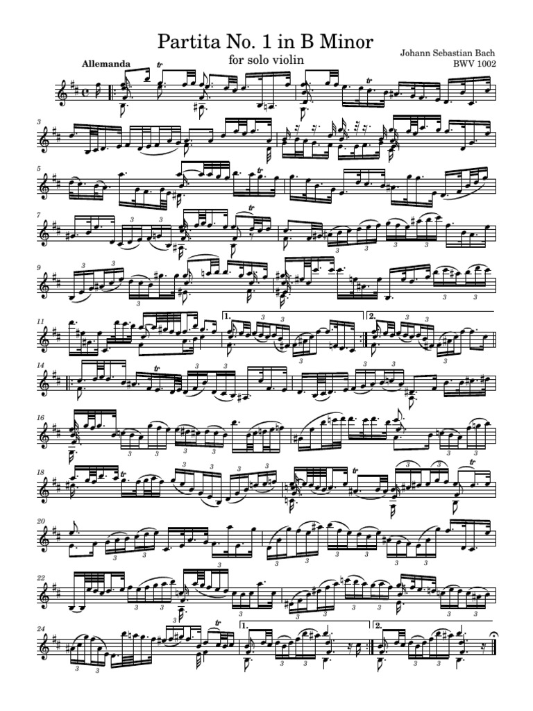 Bach Violin Partita No. 1, BWV 1002 | PDF | Classical Music | Cantatas