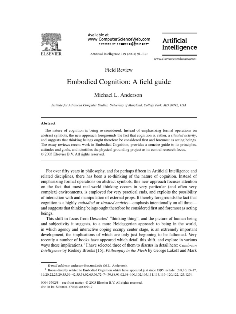 Anderson - Embodied Cognition A Field Guide | PDF