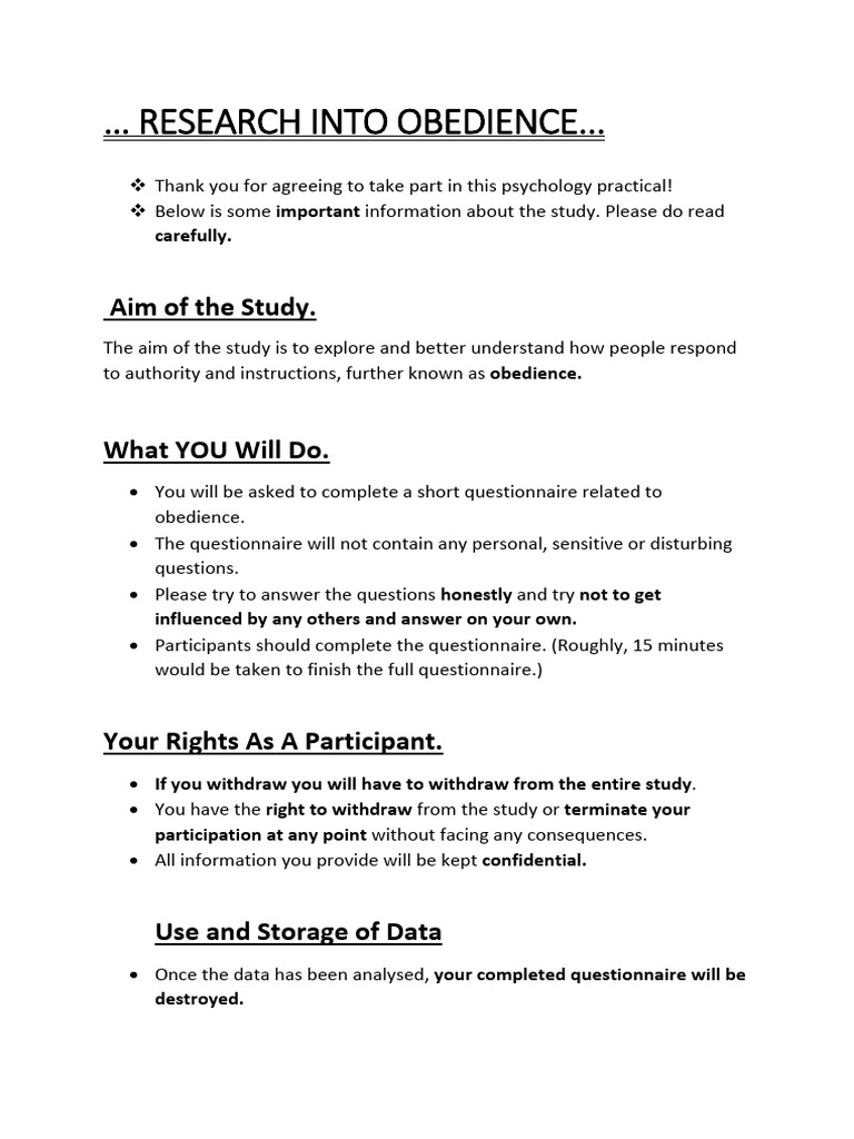 Research Into Obedience... : Aim of The Study | PDF