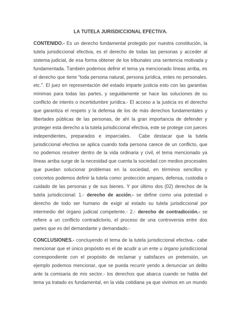 La Tutela Jurisdiccional Efectiva | PDF