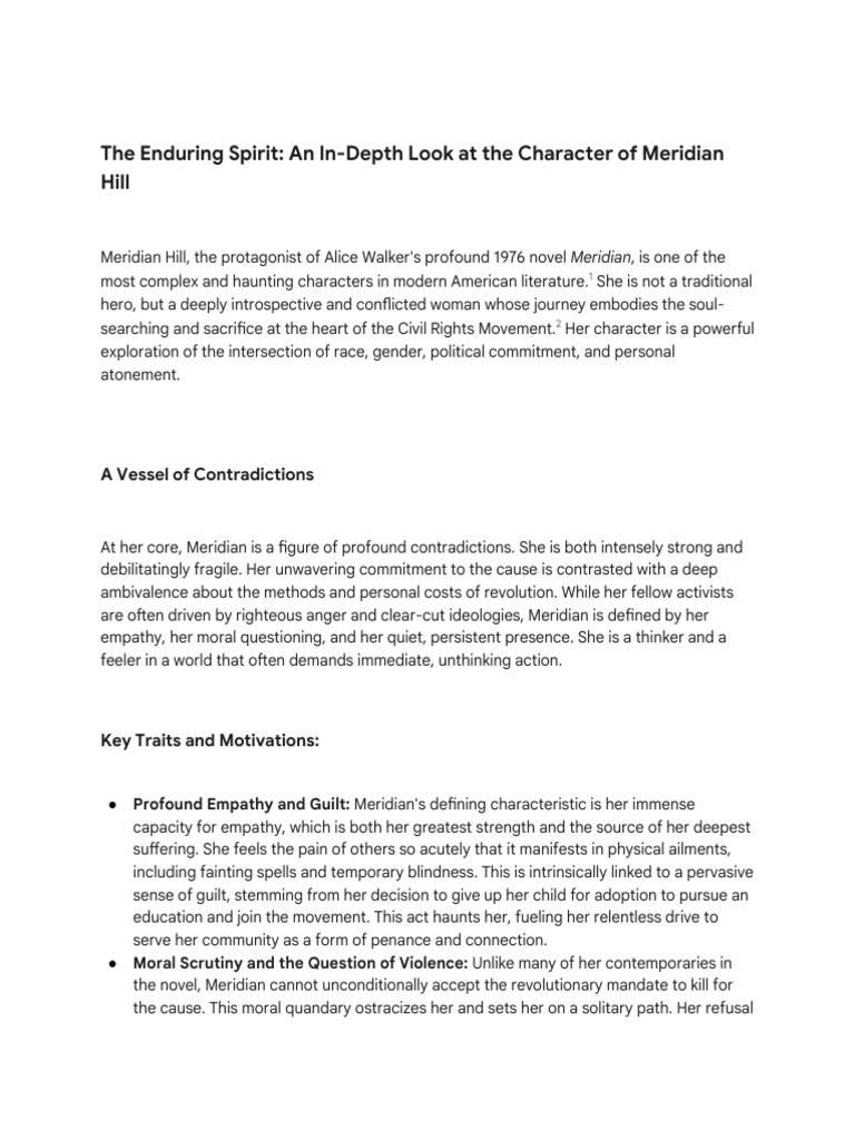 Character of Meridian Hill | PDF | Empathy | Guilt (Emotion)