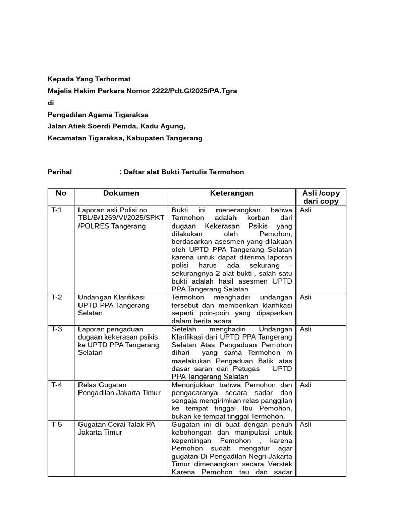 Daftar Alat Bukti | PDF